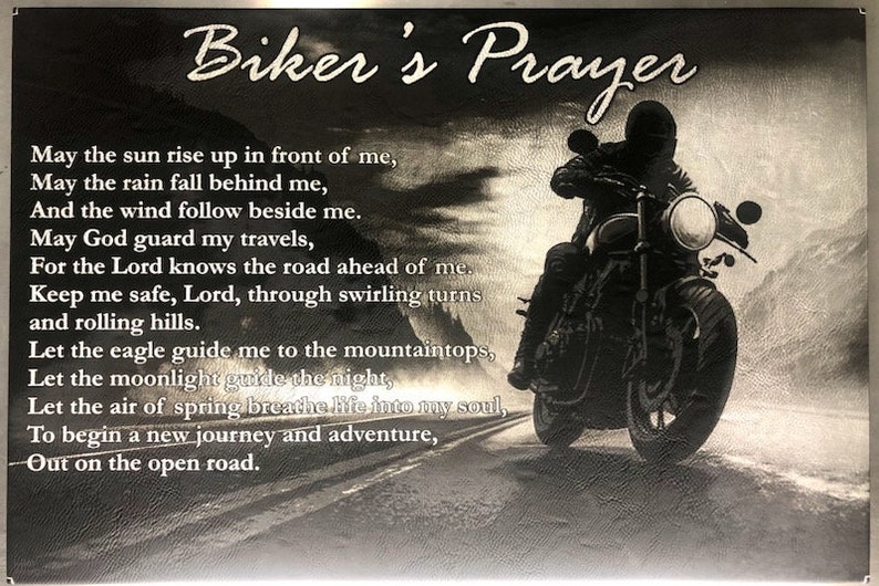 Biker's Prayer Laser Engraved Leatherette Canvas Gift for Your Favorite ...