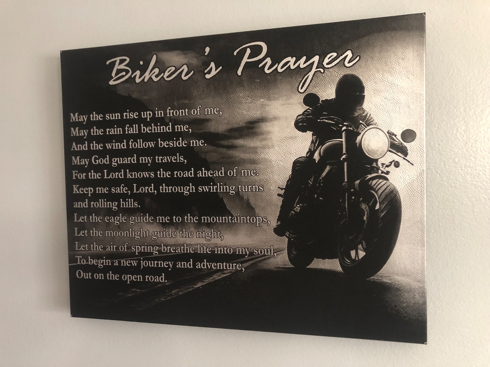 Biker's Prayer Laser Engraved Leatherette Canvas Gift for Your Favorite ...