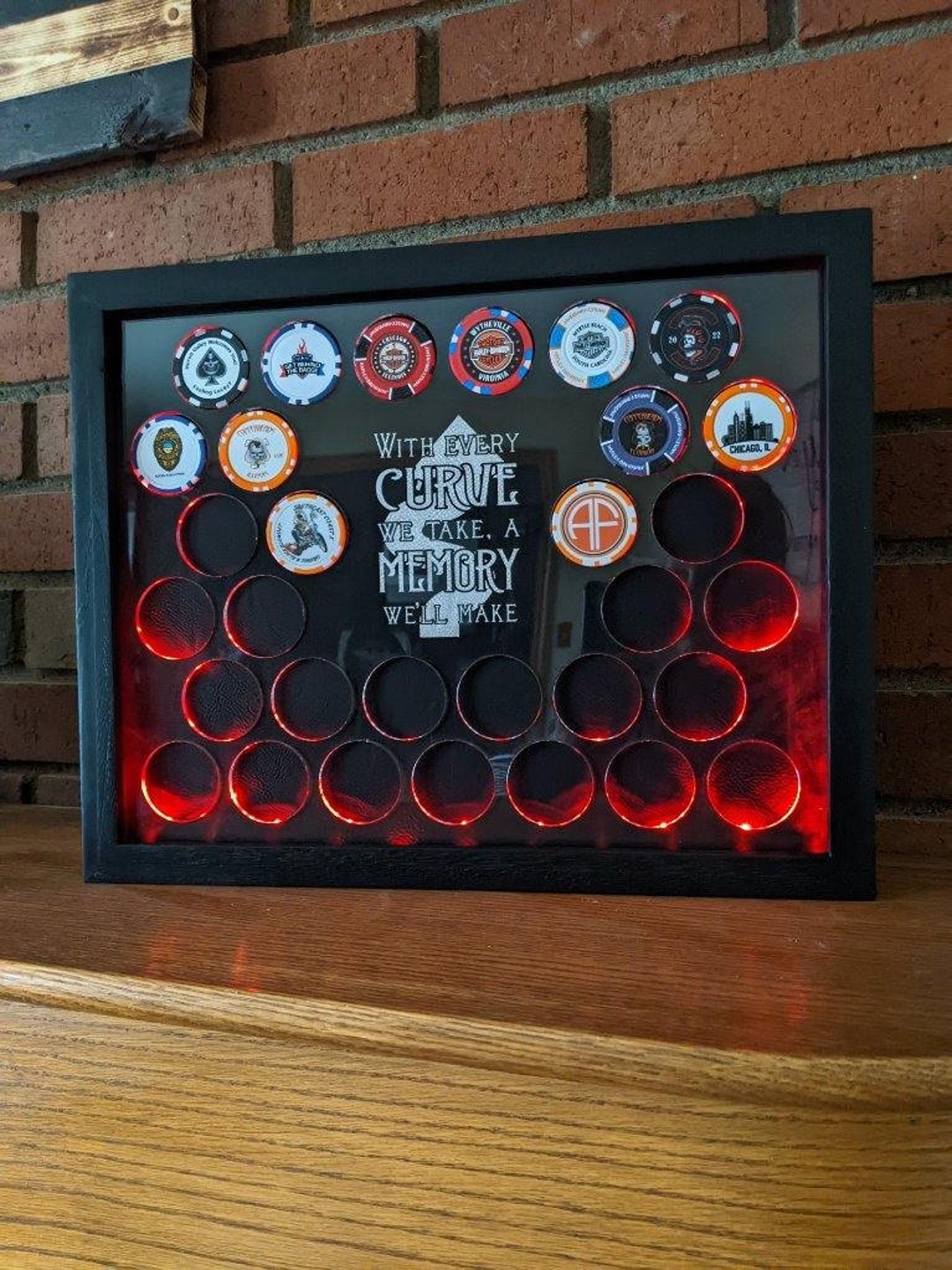 31 Piece Magnetic LED Lit Poker Chip Display Case for Motorcycle Chip ...