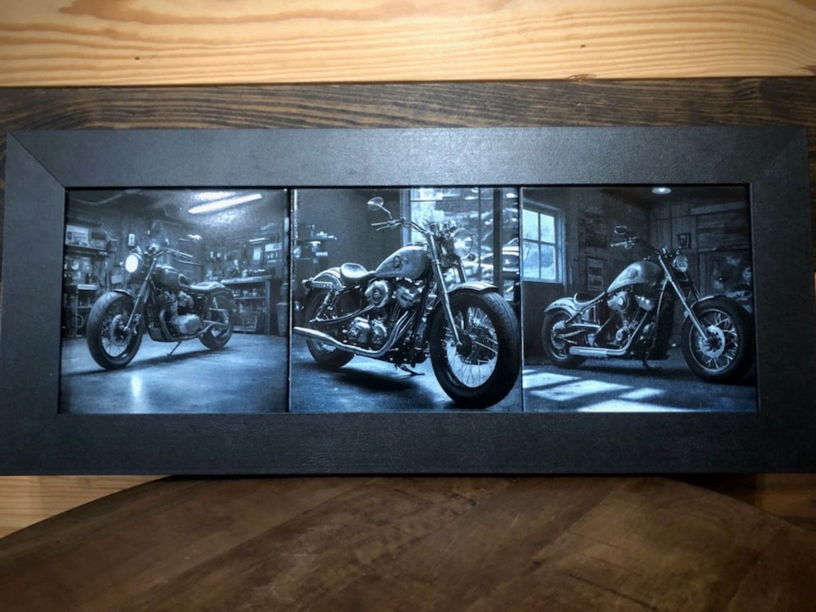 Framed Monochromatic Three Piece Motorcycle Collage Wall Decor - Etsy