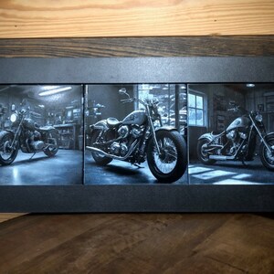 Framed Monochromatic Three Piece Motorcycle Collage Wall Decor - Etsy