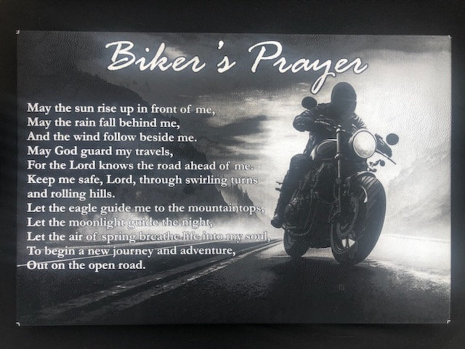 Biker's Prayer Laser Engraved Leatherette Canvas Gift for Your Favorite ...