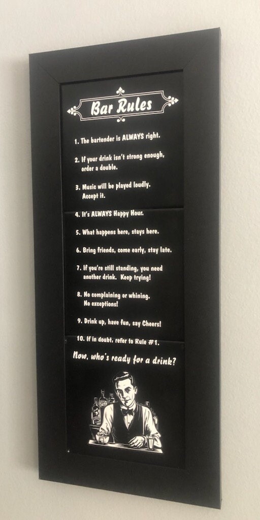 Framed Tile Bar Rules Funny Sign for Your Bar, Man Cave, Etc. Great ...