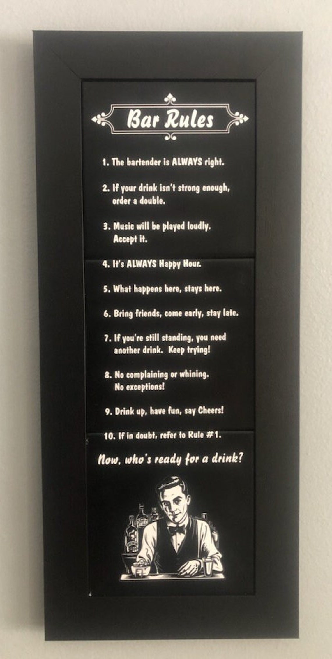 Framed Tile Bar Rules Funny Sign for Your Bar, Man Cave, Etc. Great ...