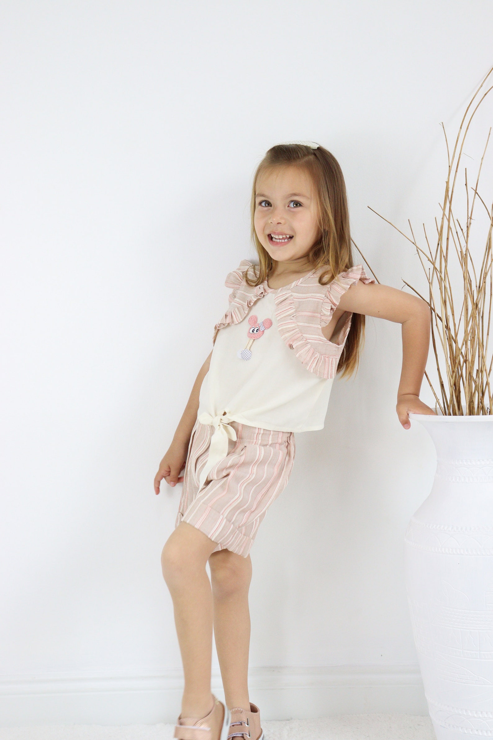 Girls' Blouse and Shorts Set With Ruffle Detailed Accessories - Etsy