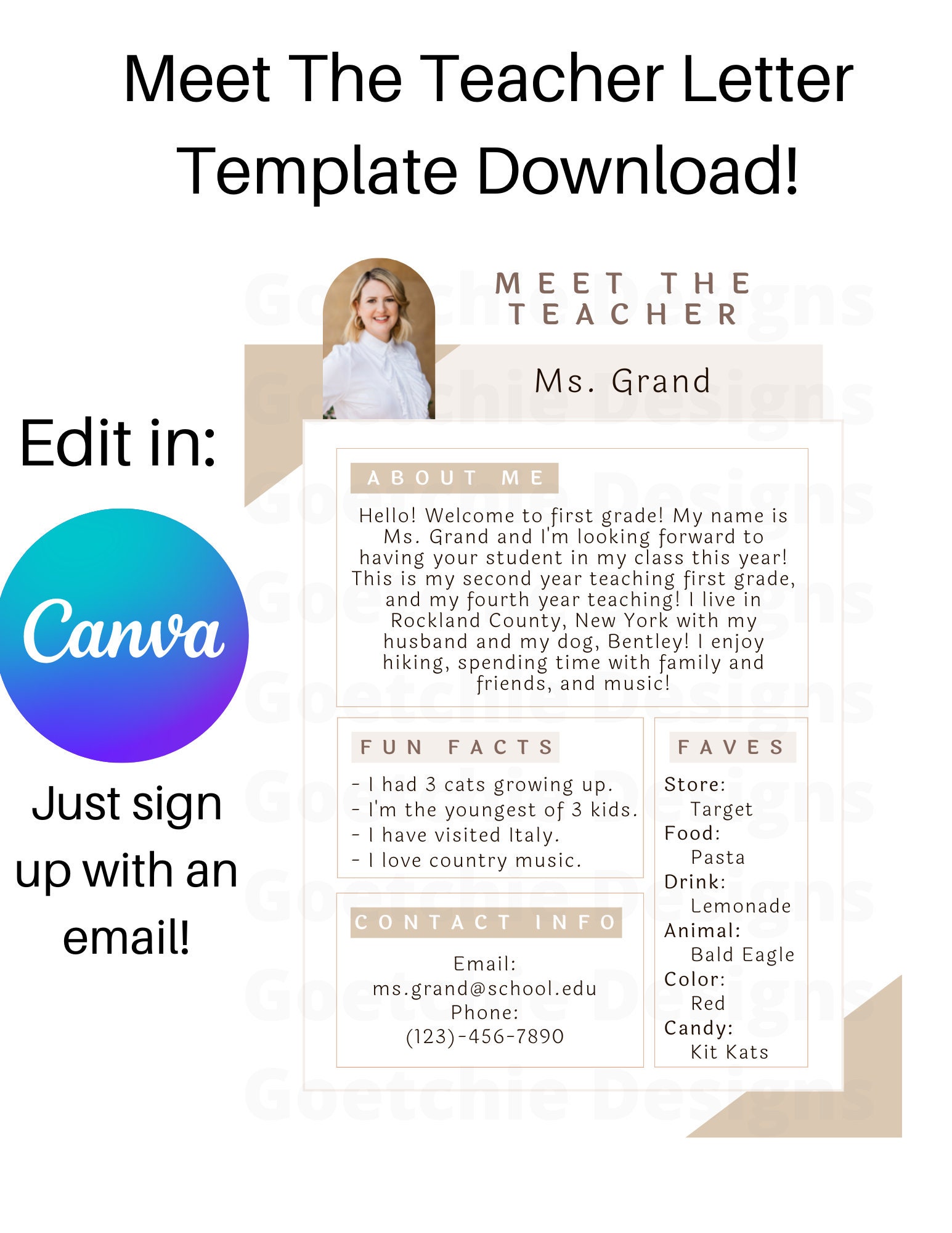 EDITABLE Meet the Teacher Template - INSTANT DOWNLOAD - Neutral Color ...