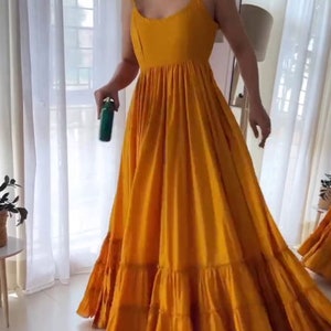 Gown Yellow Color Gown Indian Gown Plain Gown Wedding - Etsy