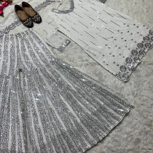 White Sharara Suit Indian Designer Sharara Kameez Suit Indian Wedding ...
