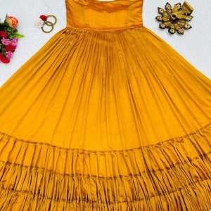 Gown Yellow Color Gown Indian Gown Plain Gown Wedding - Etsy
