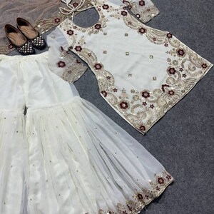 White Sharara Suit Indian Designer Dress Indian Wedding Sharara ...