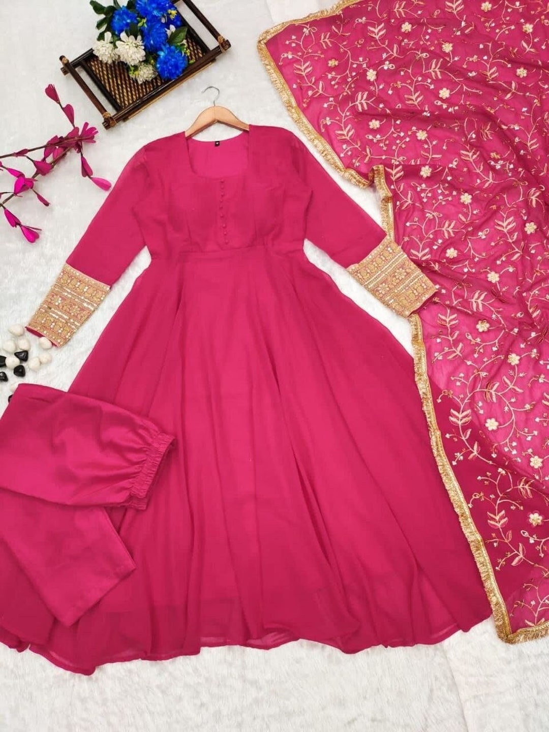 Rani Pink Color Anarkali Suit for Women Indian Traditional - Etsy