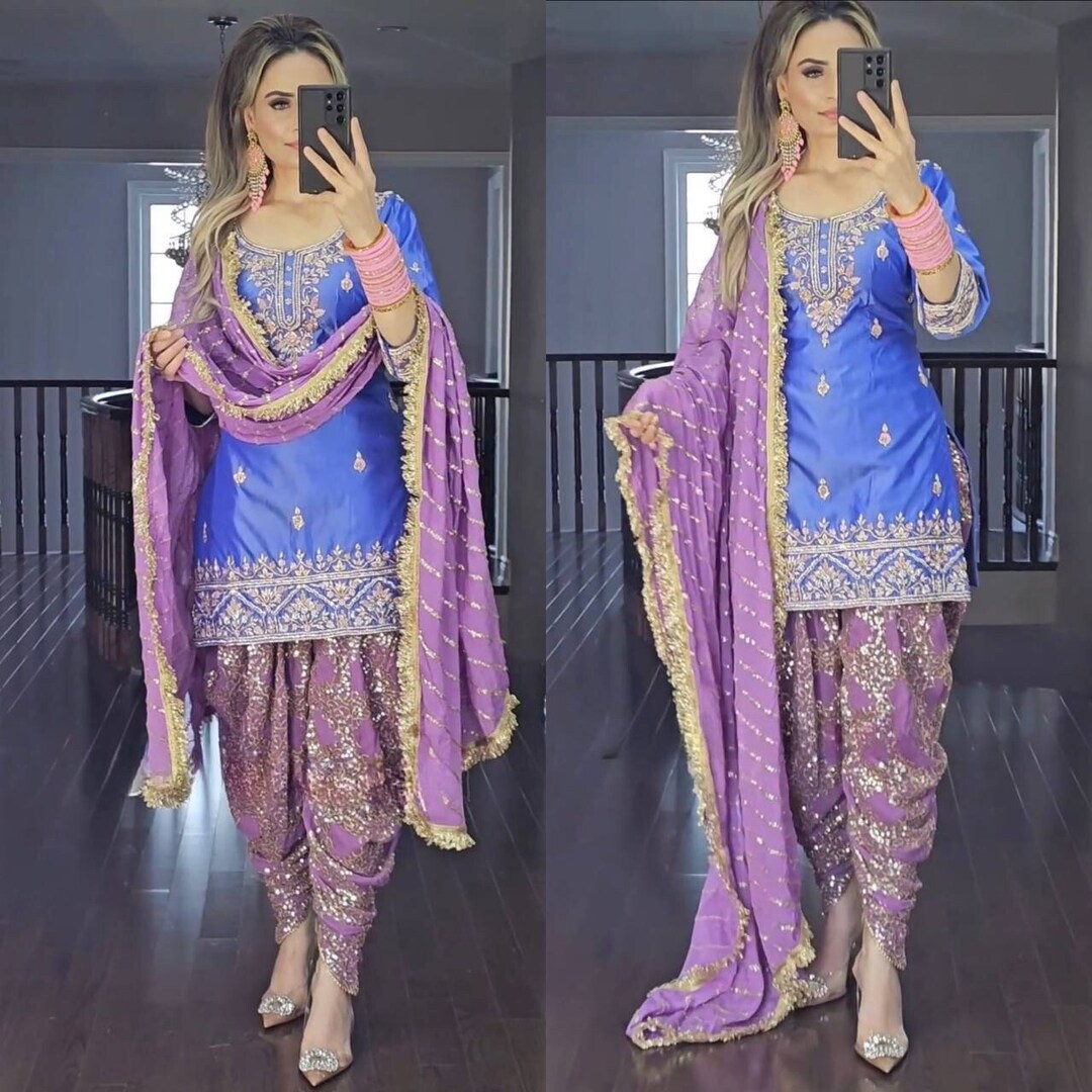 Dhoti Suit, Blue Dhoti Suit, Purple Dhoti Kameez, Panjabi Dhoti Suit ...
