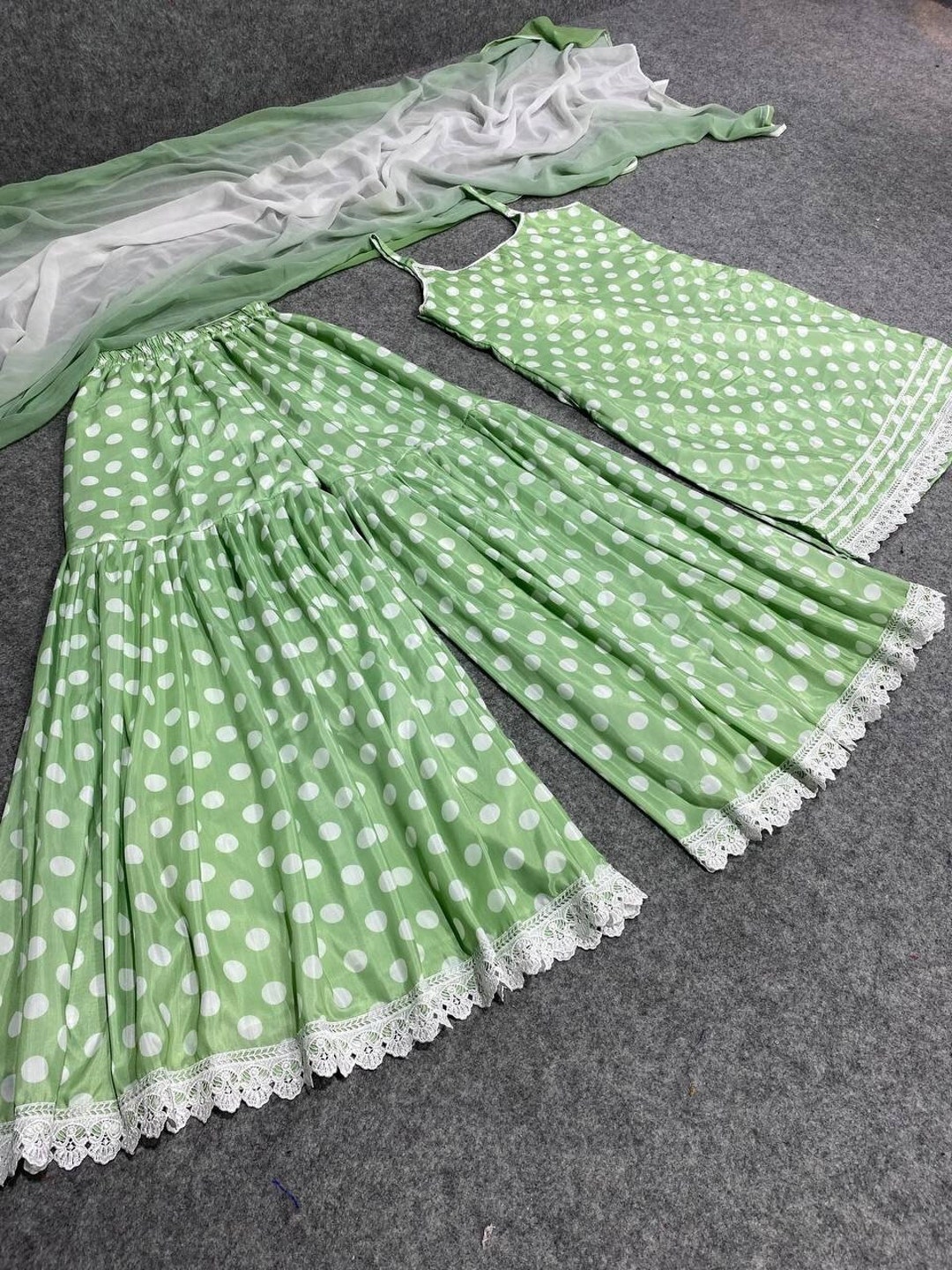 Pastel Green Sharara Suit Indian Designer Salwar Suit Ready to Wear ...