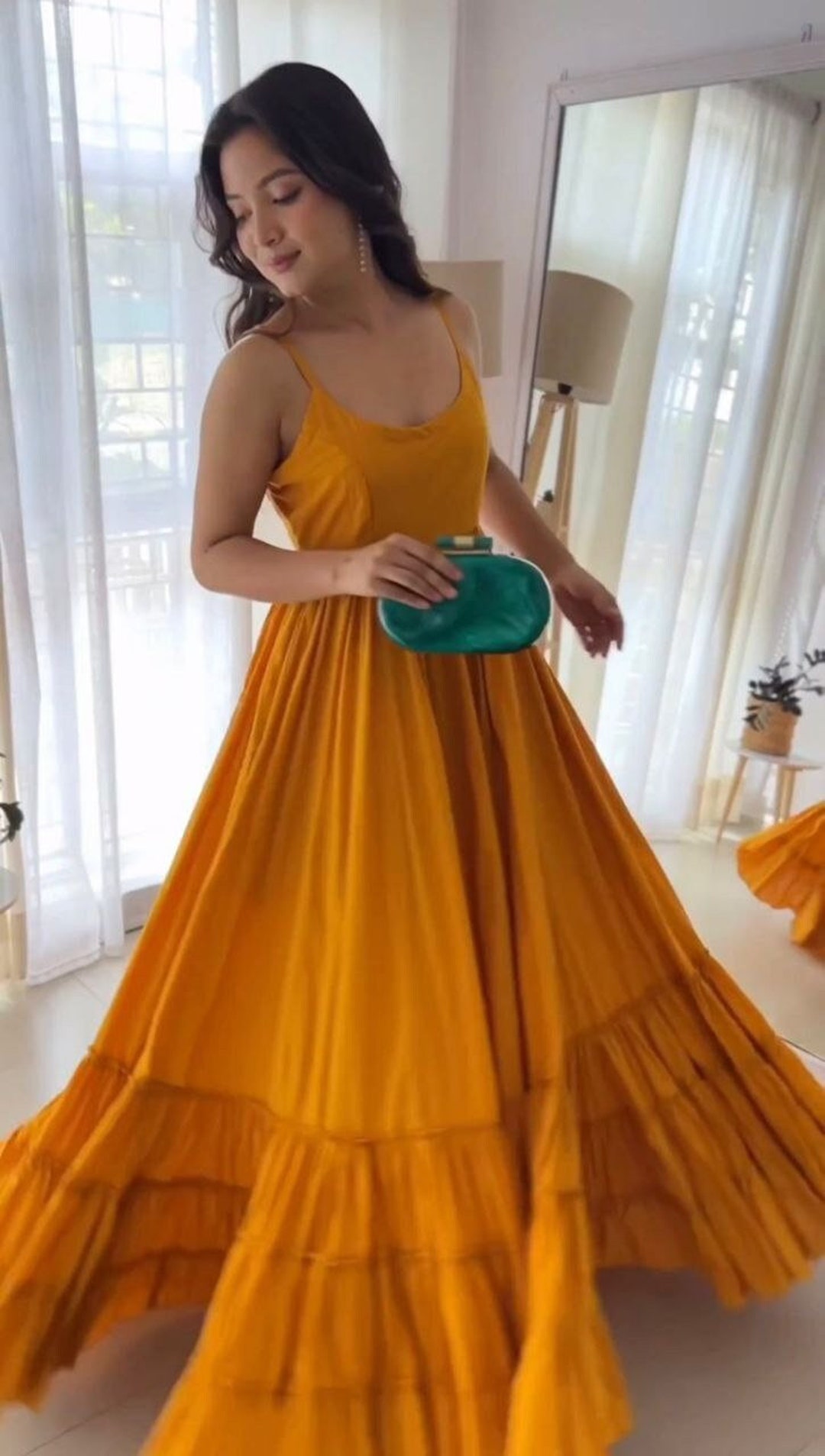 Gown Yellow Color Gown Indian Gown Plain Gown Wedding - Etsy