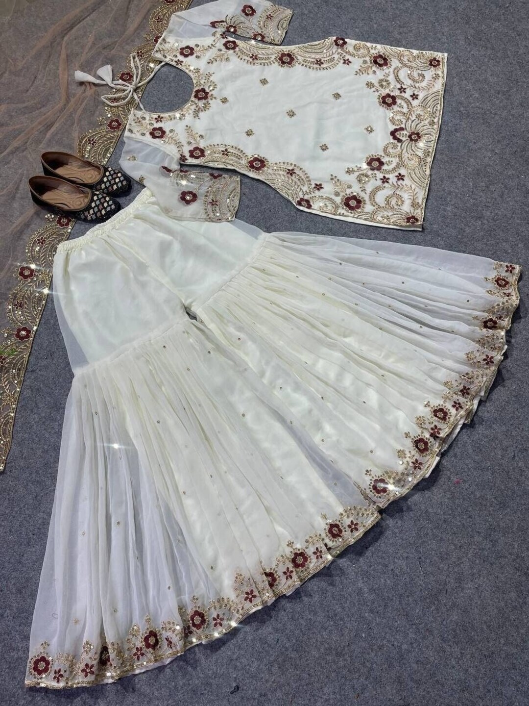 White Sharara Suit Indian Designer Dress Indian Wedding Sharara ...