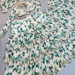 Celebrities Inspired Georgette Sequin Embroidery With Ruffle - Etsy