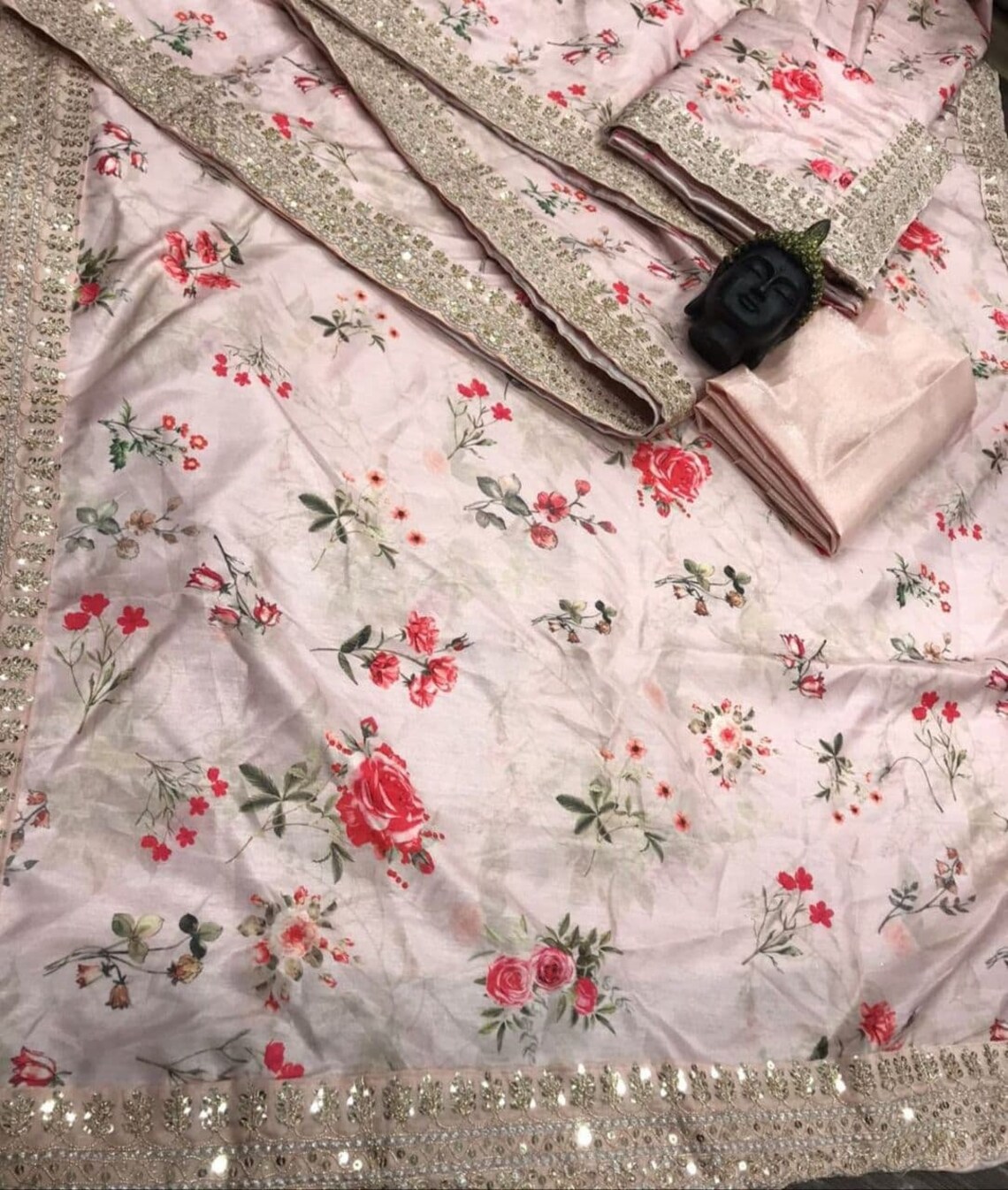 Light Pink Saree Sari With Stitched Blouse Ready to Wear - Etsy