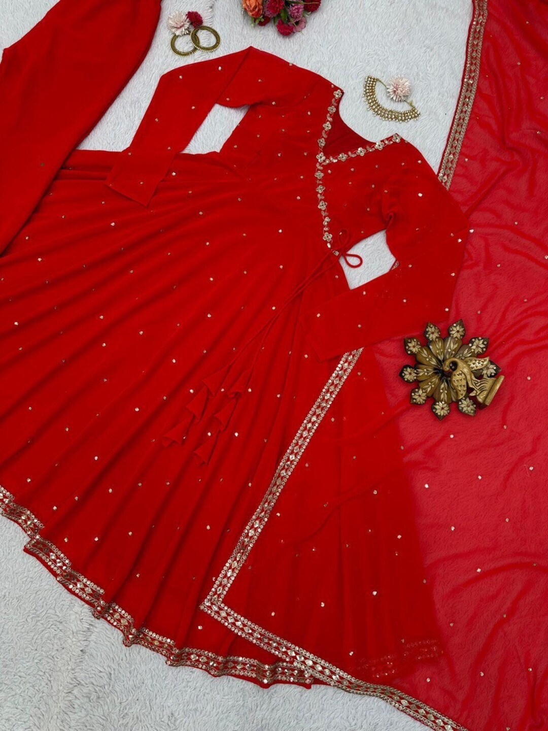 Gown, Indian Dress, Red Color Gown, Indian Dress, Designer Gown ...