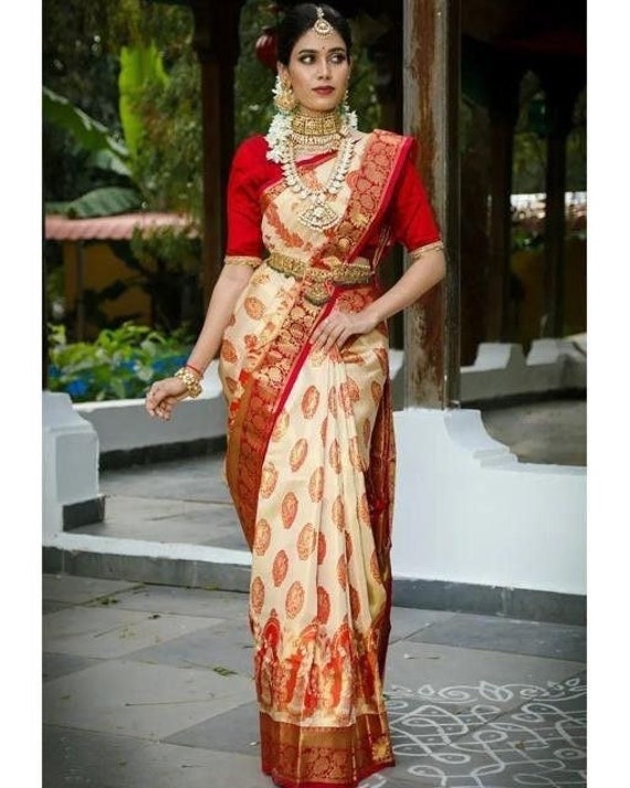 Red And White Wedding Sari