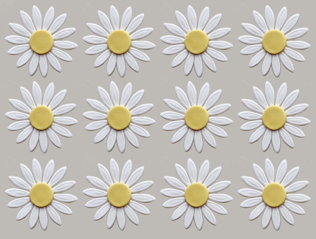 Daisy Cupcake Toppers. A Set of 12 Edible Fondant Daisies. - Etsy