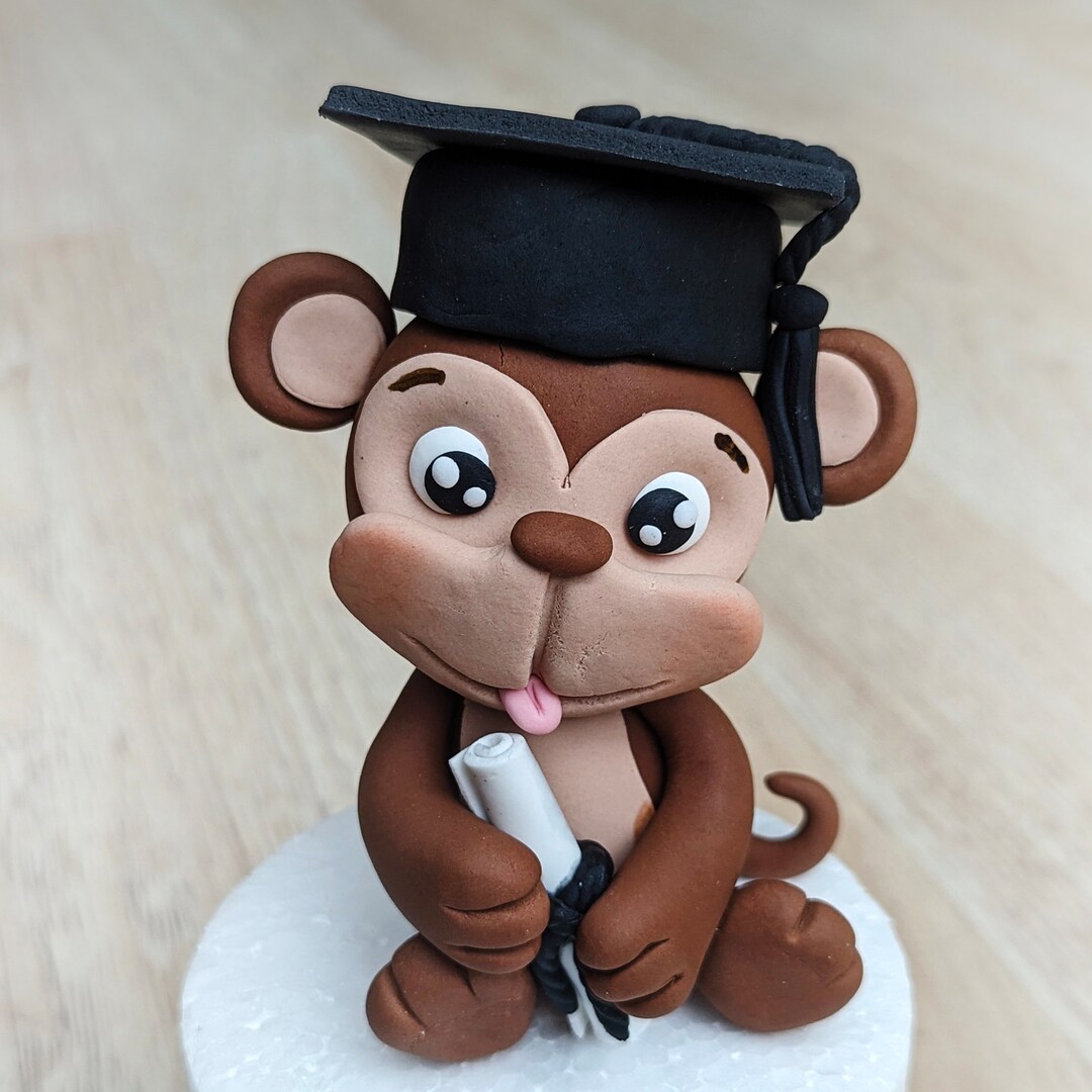 Graduation Monkey Cake Topper. Edible Fondant/gum Paste Monkey With a ...