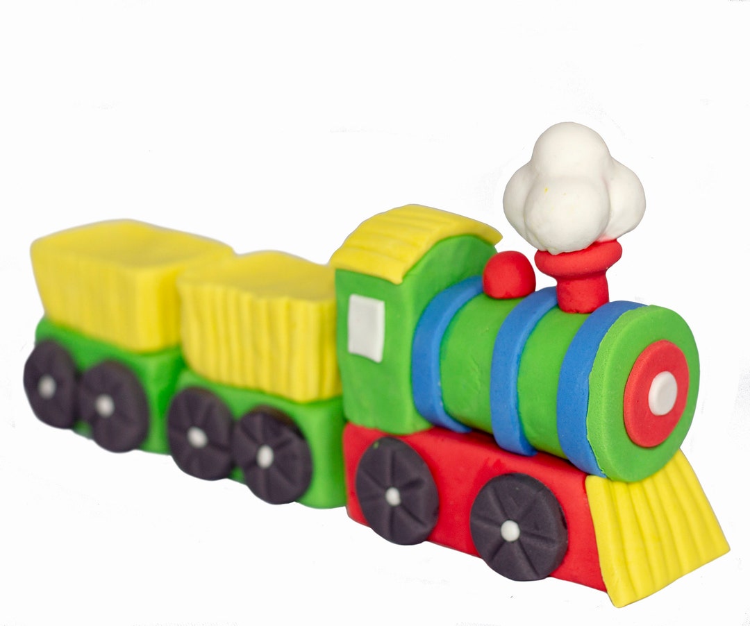 Edible Toy Train Cake Topper With Two Edible Cars. - Etsy