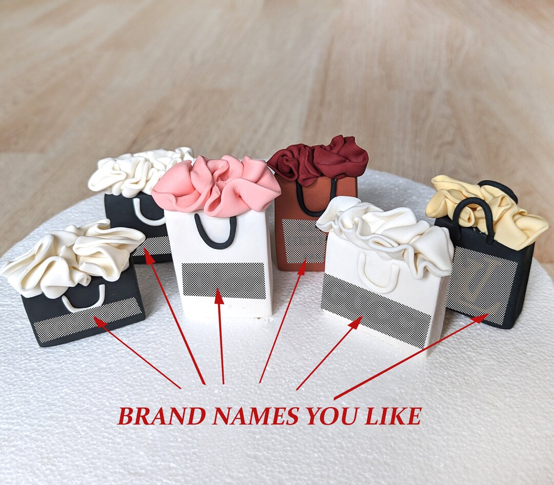 Shopping Bags Cake Toppers or Cupcake Toppers. A Set of Edible Shopping ...