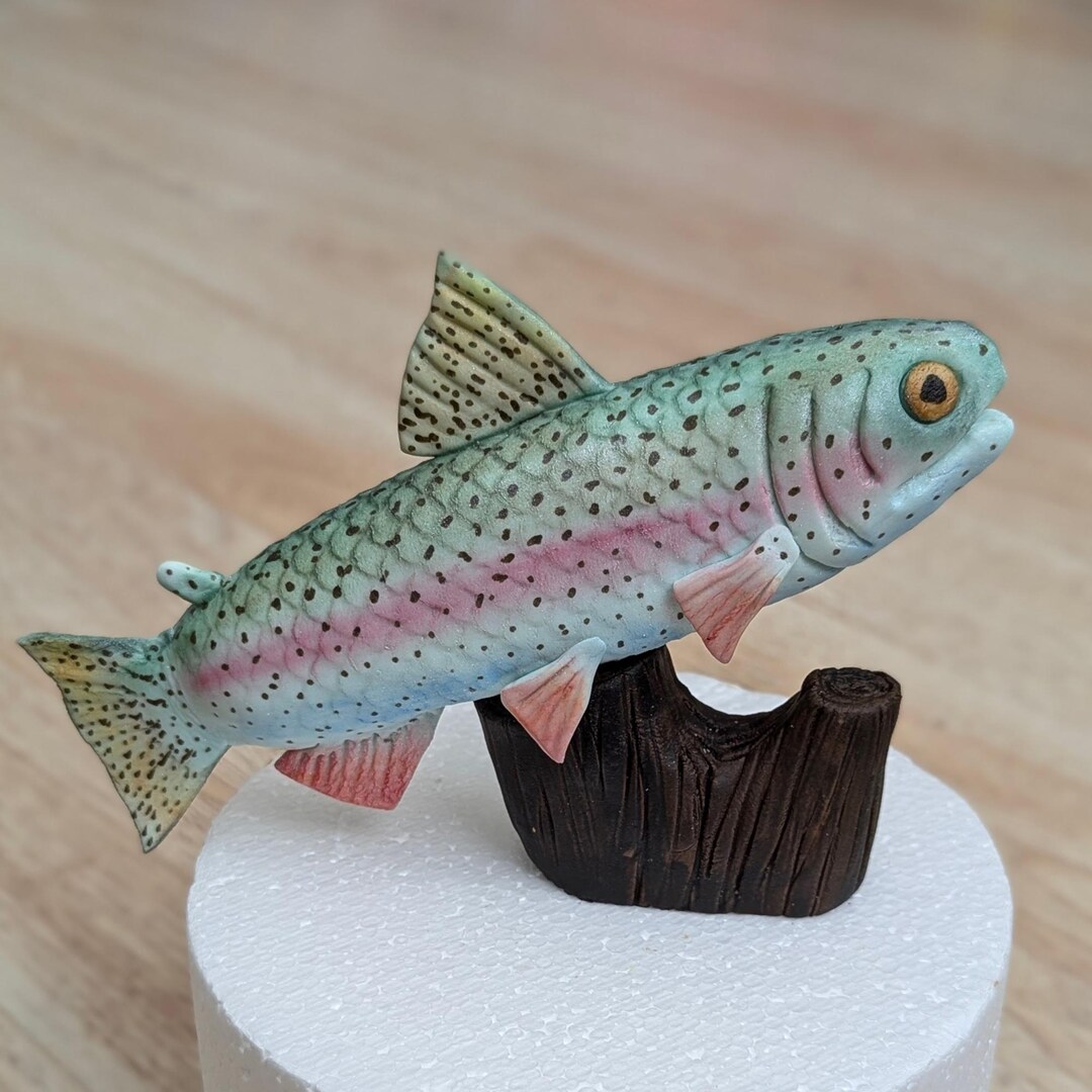 Edible Fish on a Log Cake Topper. Fondant/gum Paste Fish on a Log ...