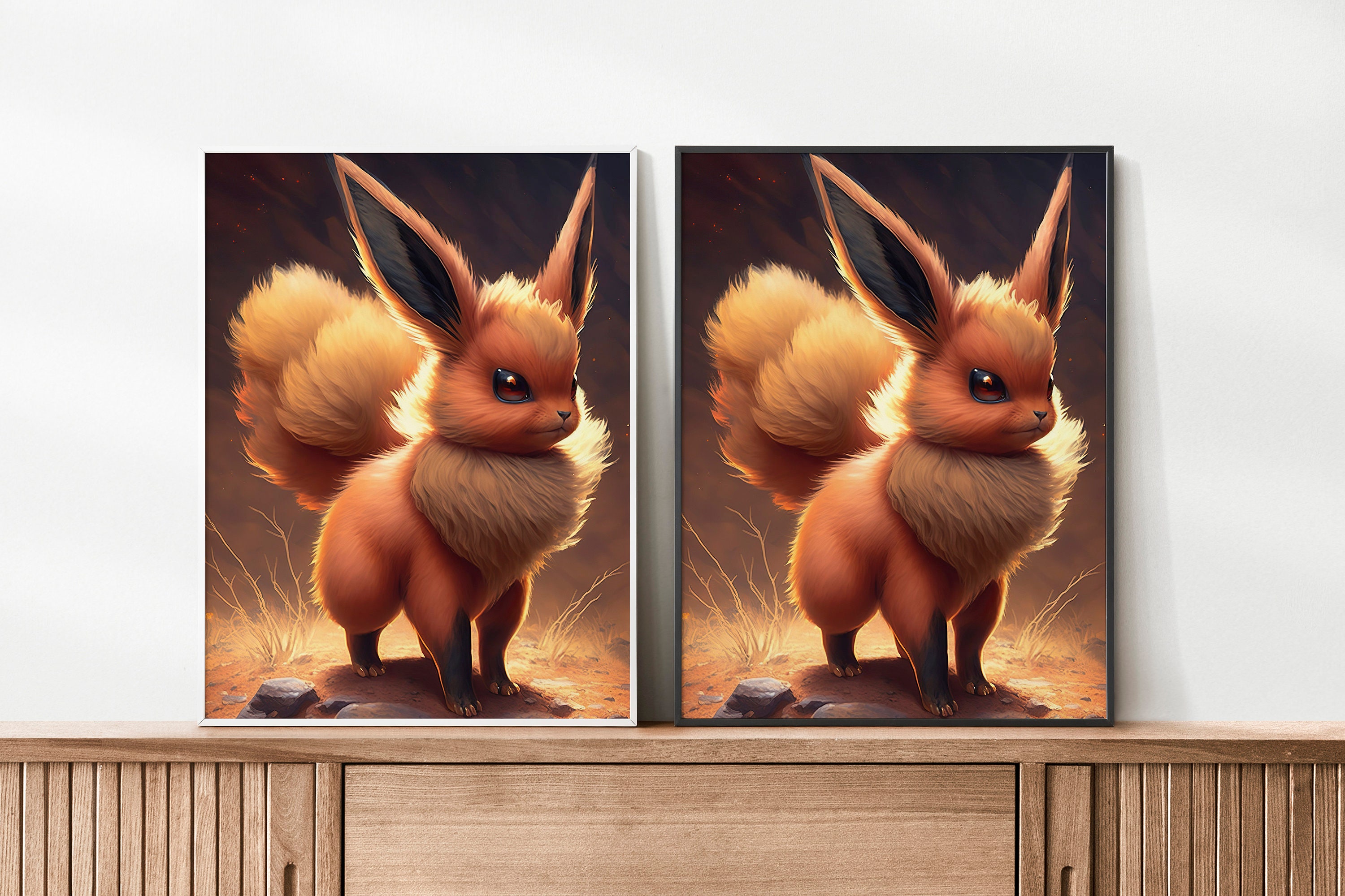 Flareon Eevee Evolution Pokemon Poster Abstract Art Game - Etsy