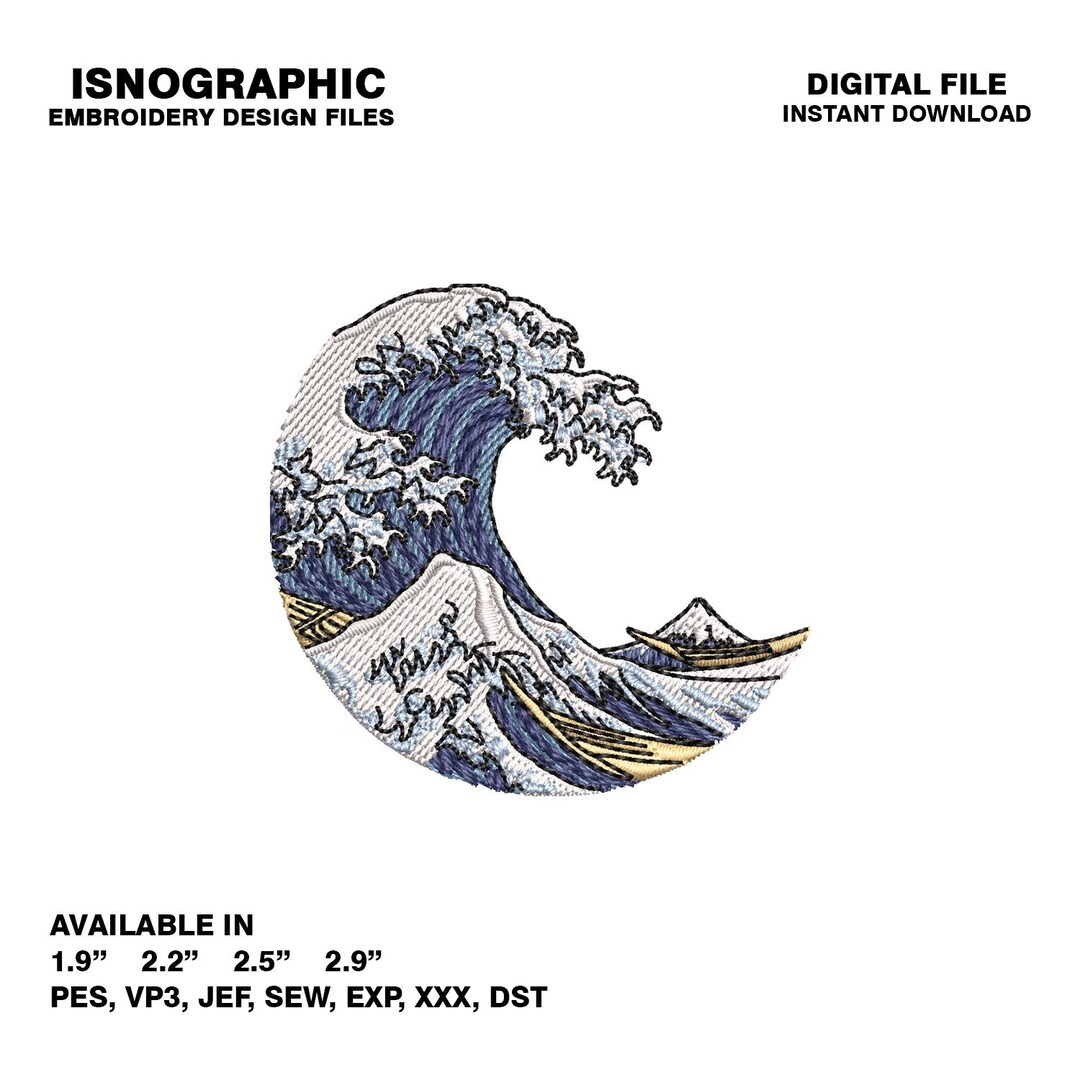 Japanese Ocean Wave Embroidery Design Files, Embroidery Machine ...