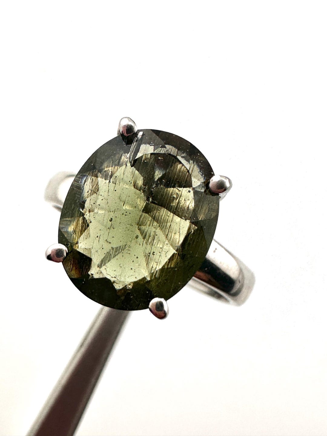 MOLDAVITE CRYSTAL RING Authentic Natural Polished Moldavite. Sz 7. 3.2 ...