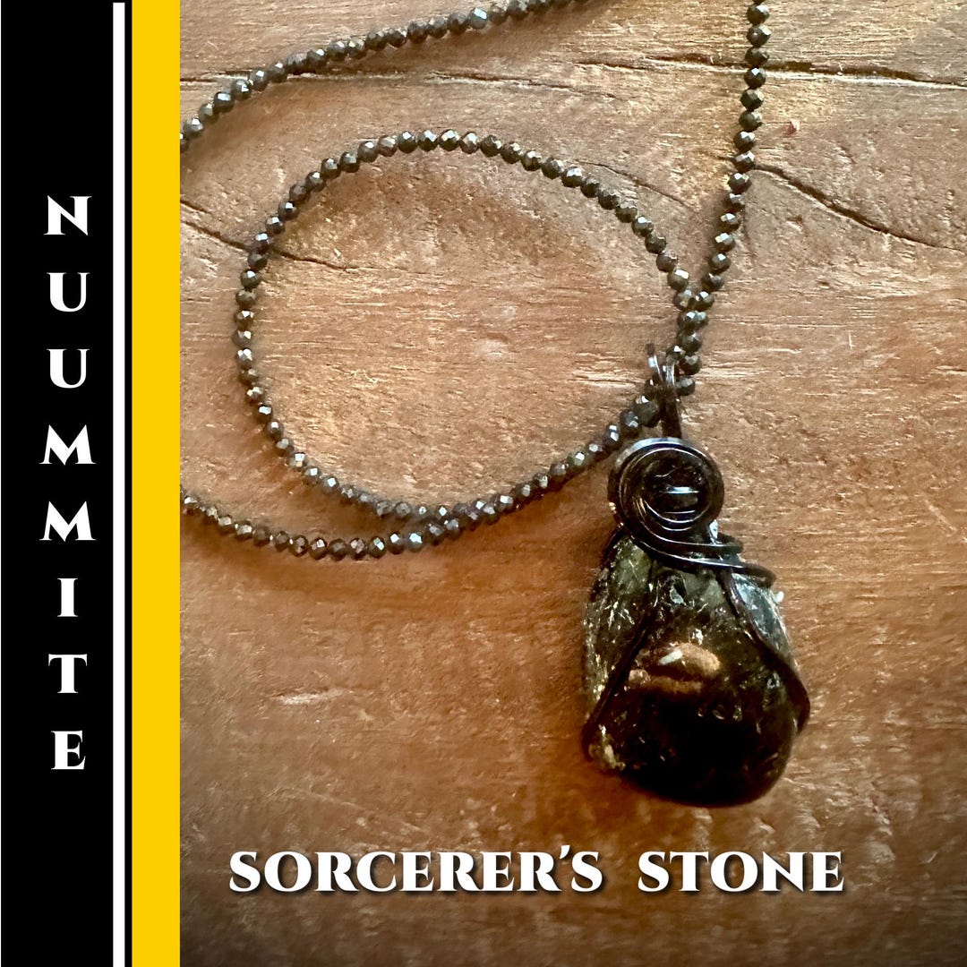 Nuummite Necklace on Black Spinal Necklace Handmade Jewelry Rare ...