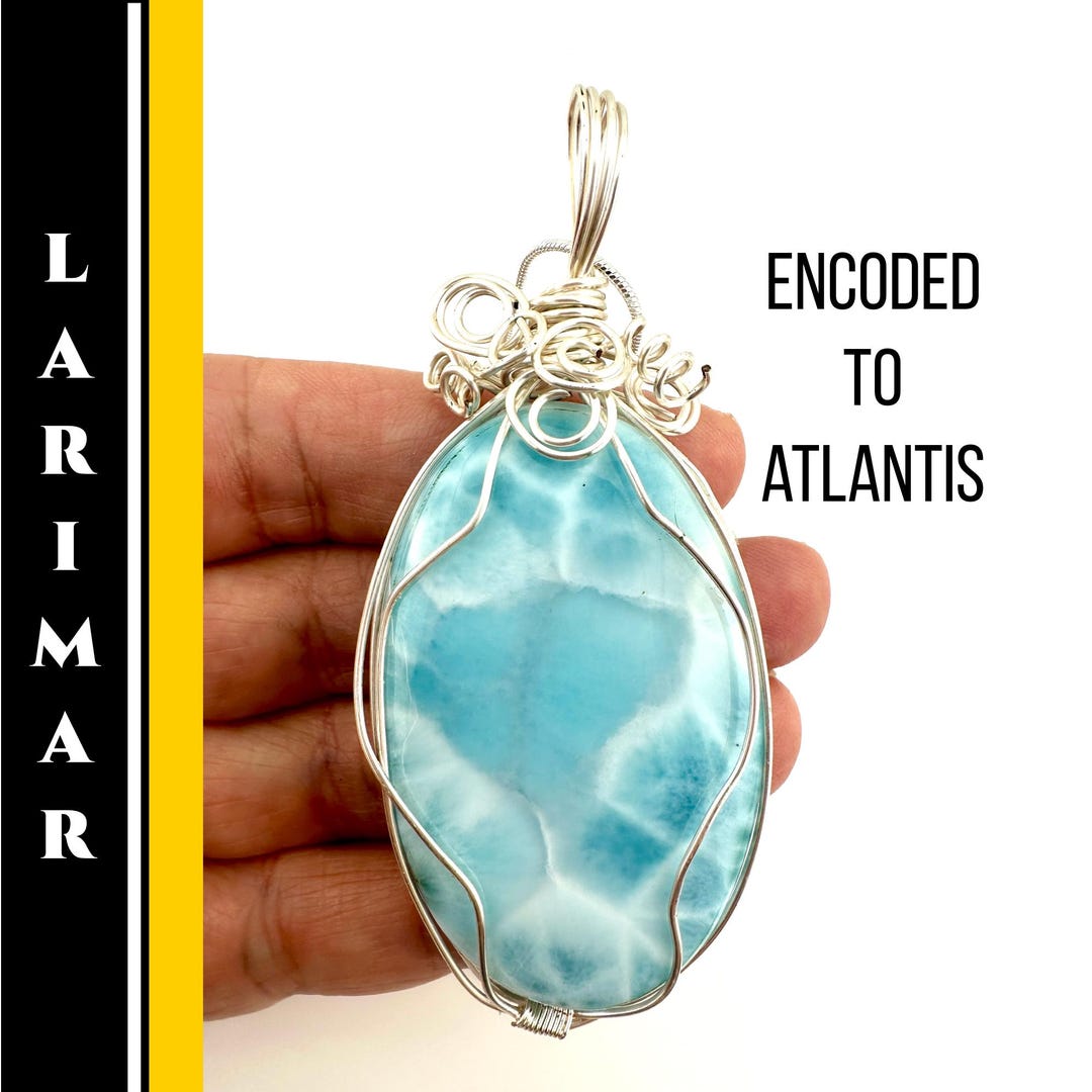 Larimar Necklace Encoded to Atlantis. Large High Grade Larimar. Silver ...