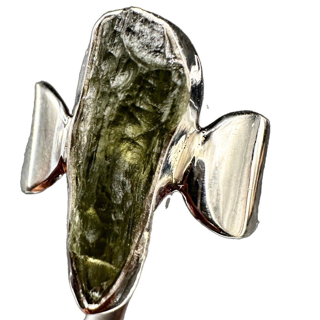 MOLDAVITE CRYSTAL RING Authentic Natural Moldavite. Sz 6. 5.1 Gr ...