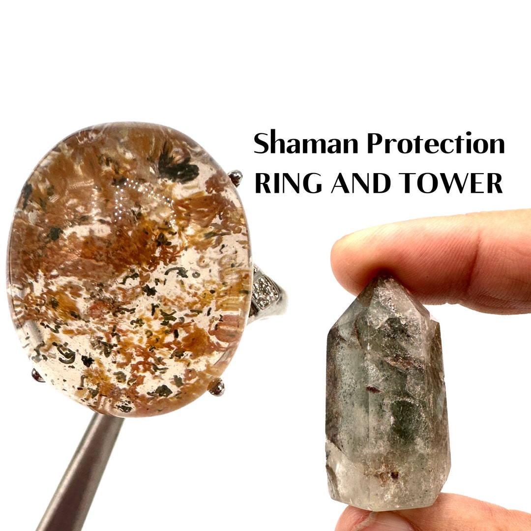 Shamanic Dream Quartz Crystal Ring AND Tower Set Blessed by A Sacred Shamans. Quartz, ADJ Ring ...