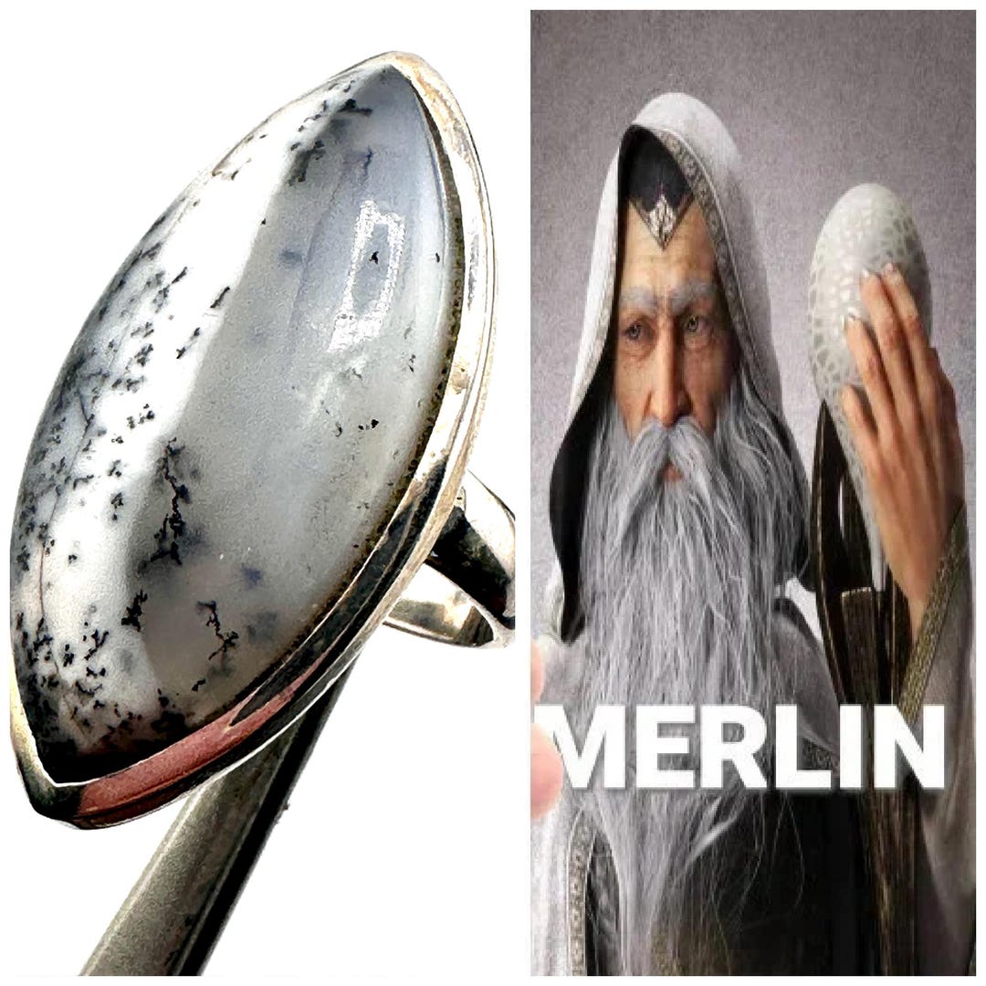 MERLINITE CRYSTAL RING Encoded to Wizard Merlin Protection/magic ...