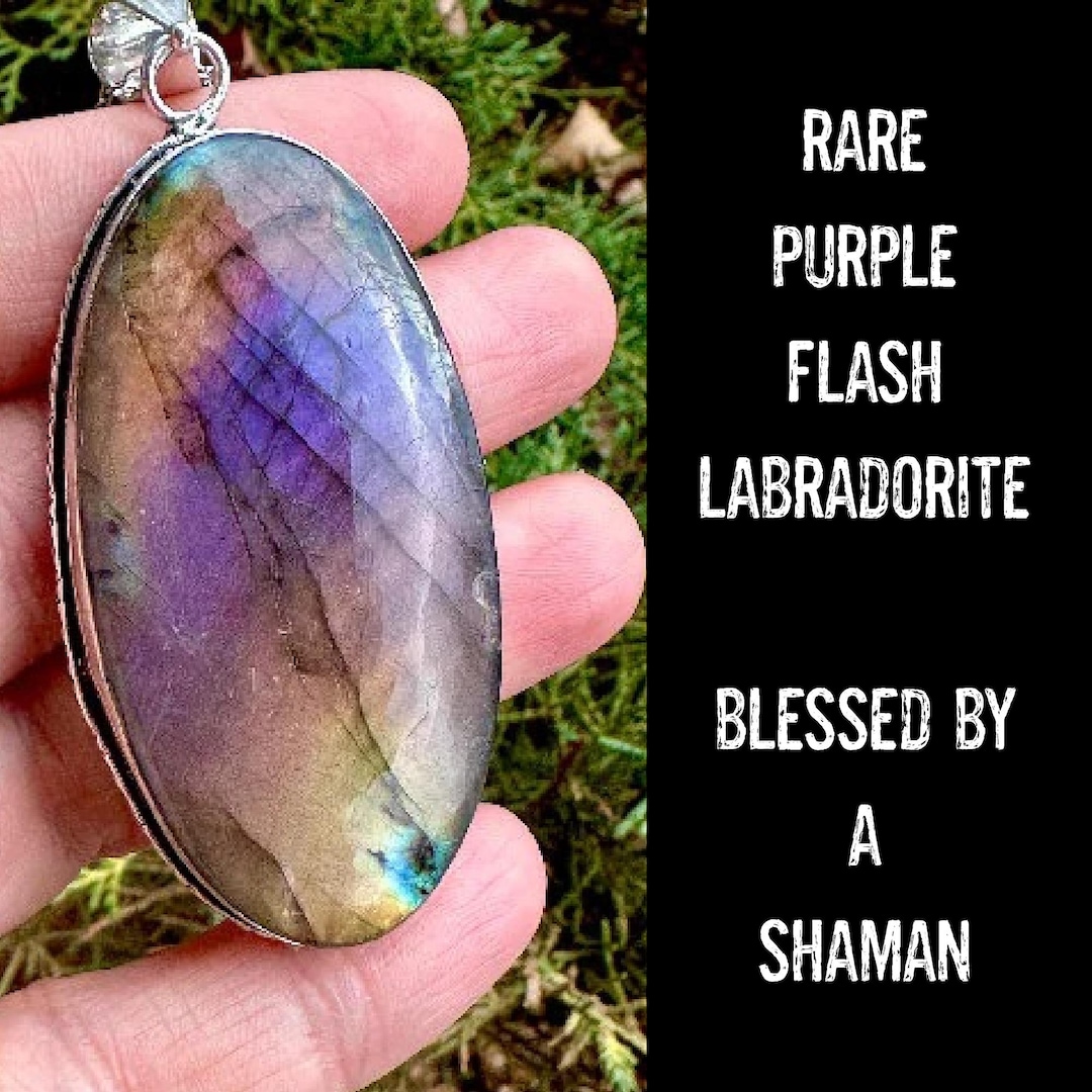 Labradorite Necklace Sterling Silver, Shaman Blessed Crystal Jewelry for Intuition/ancestral ...