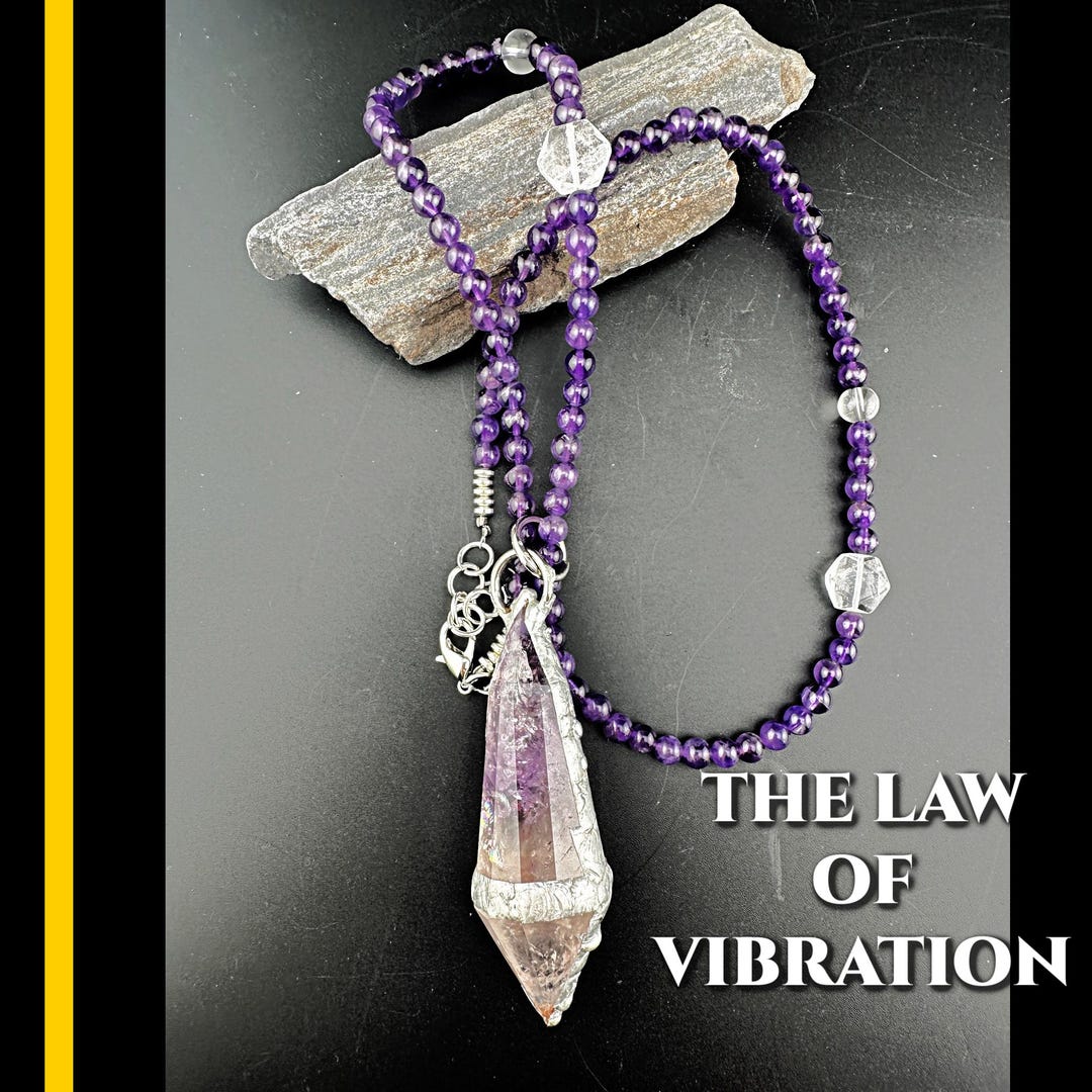 Amethyst Vogel Necklace With Clear Quartz and Merkaba Beads for ...