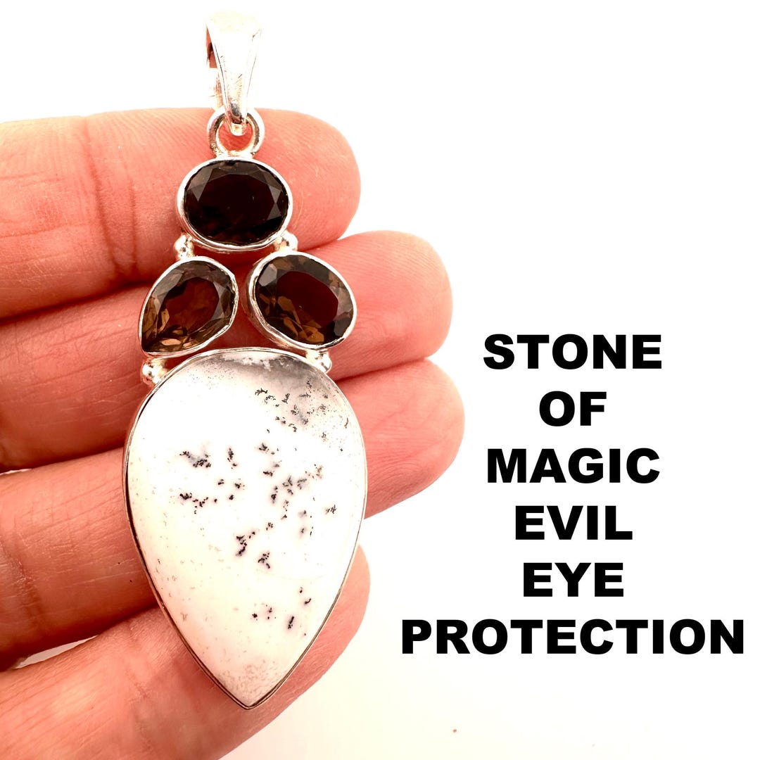 Merlinite Necklace Sterling Silver With Smoky Quartz Symbolic Portal of ...