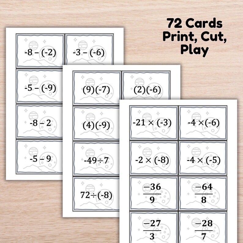 Math Practice - Integer Operations Cards - Mental Math - Etsy