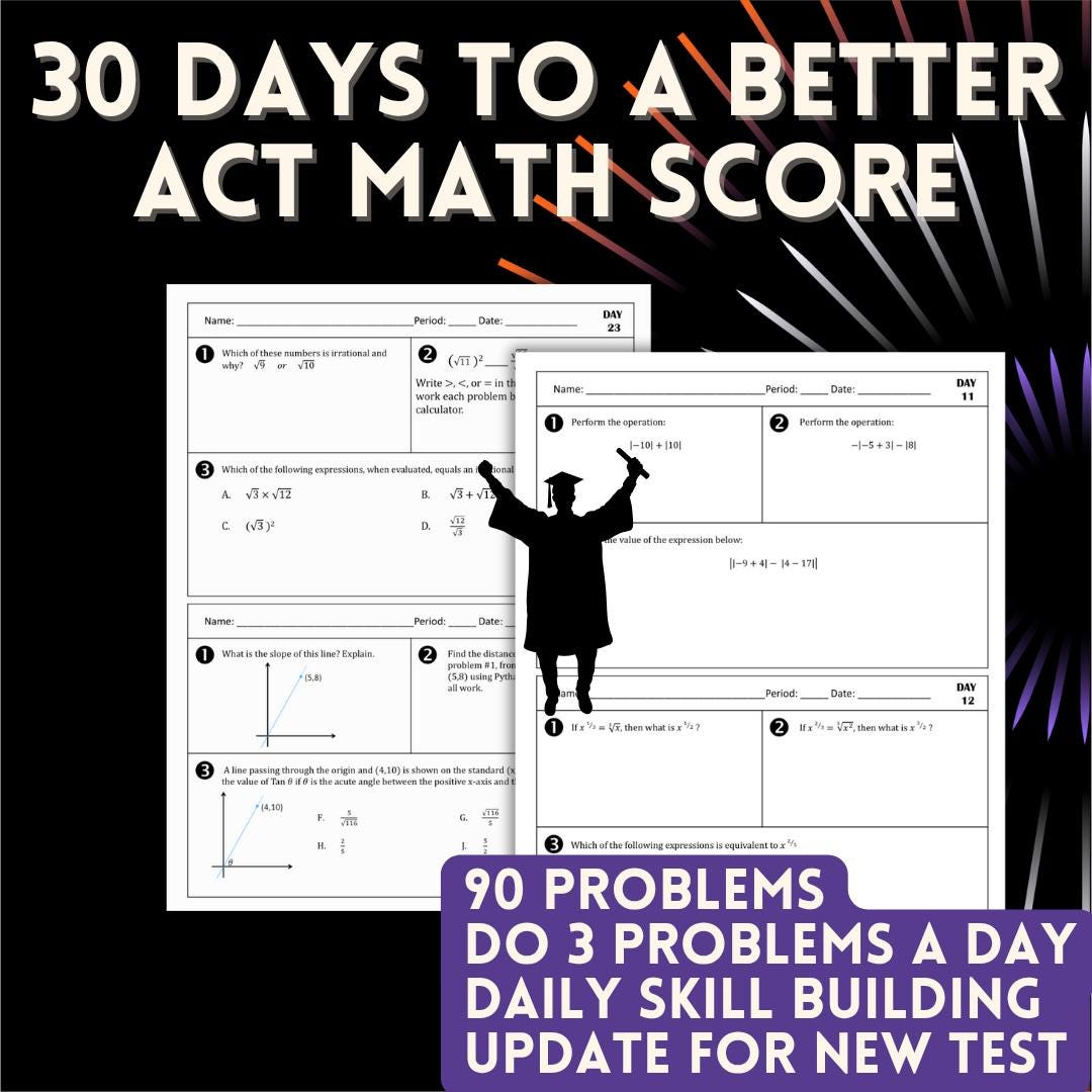ACT Math Test Practice Guide - Etsy