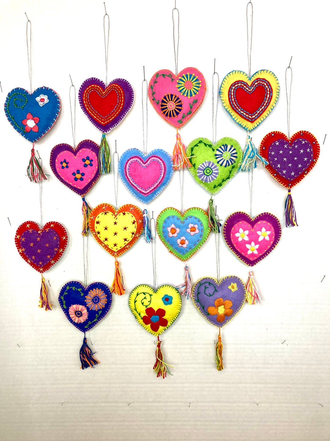 Mexican Felt Heart Folk Art Appliqués Decorations for Cinco - Etsy