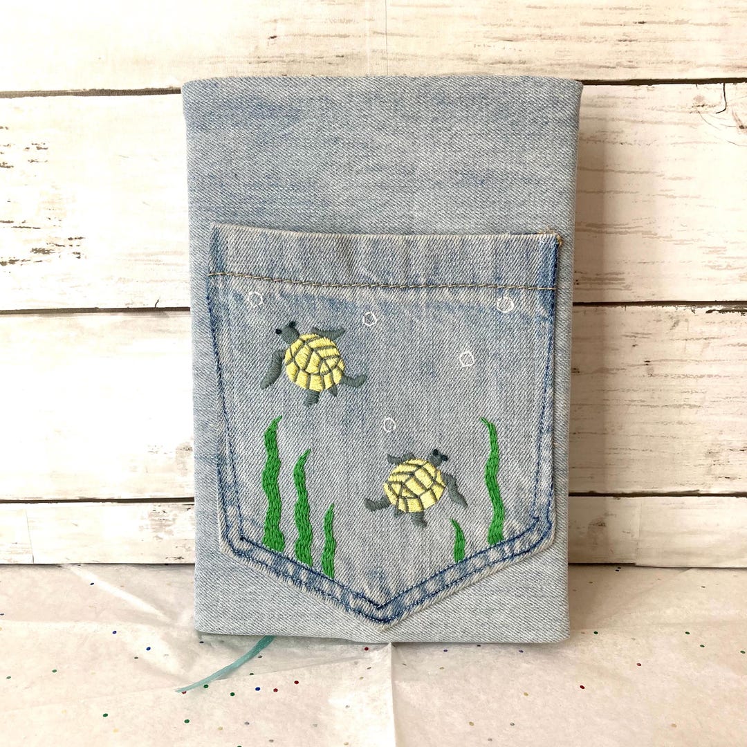 Sea Turtles, Hand Embroidered Notebook, Reusable Embroidered Journal ...