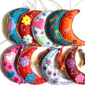 Mexican Felt Moon, Folk Art Appliqués, Decorations for Cinco De Mayo ...