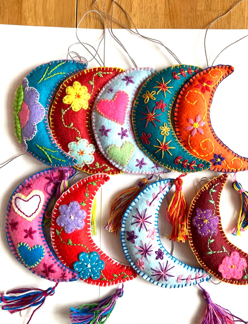 Mexican Felt Moon, Folk Art Appliqués, Decorations for Cinco De Mayo ...