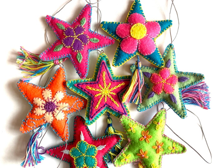 Mexican Felt Star, Folk Art Appliqués, Decorations for Cinco De Mayo ...