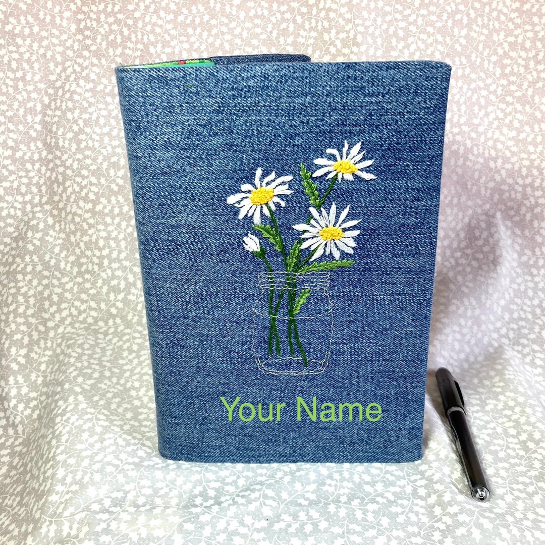 Daisies Design, Hand Embroidered Journal, Personalized Notebook ...