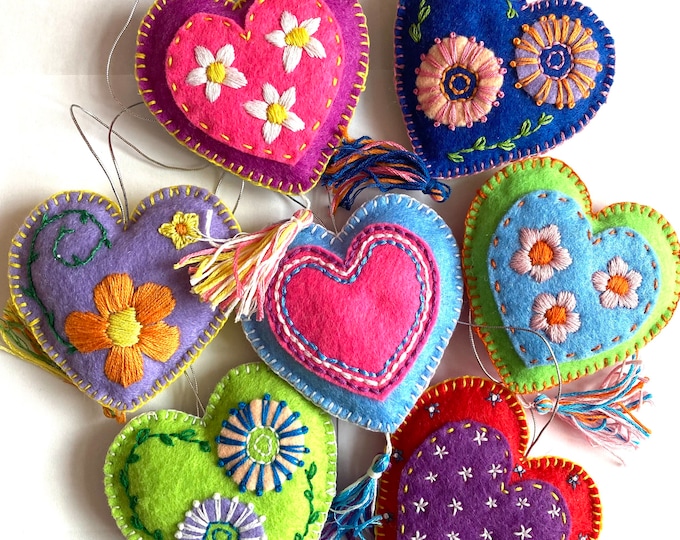 Mexican Felt Heart, Folk Art Appliqués, Decorations for Cinco De Mayo ...