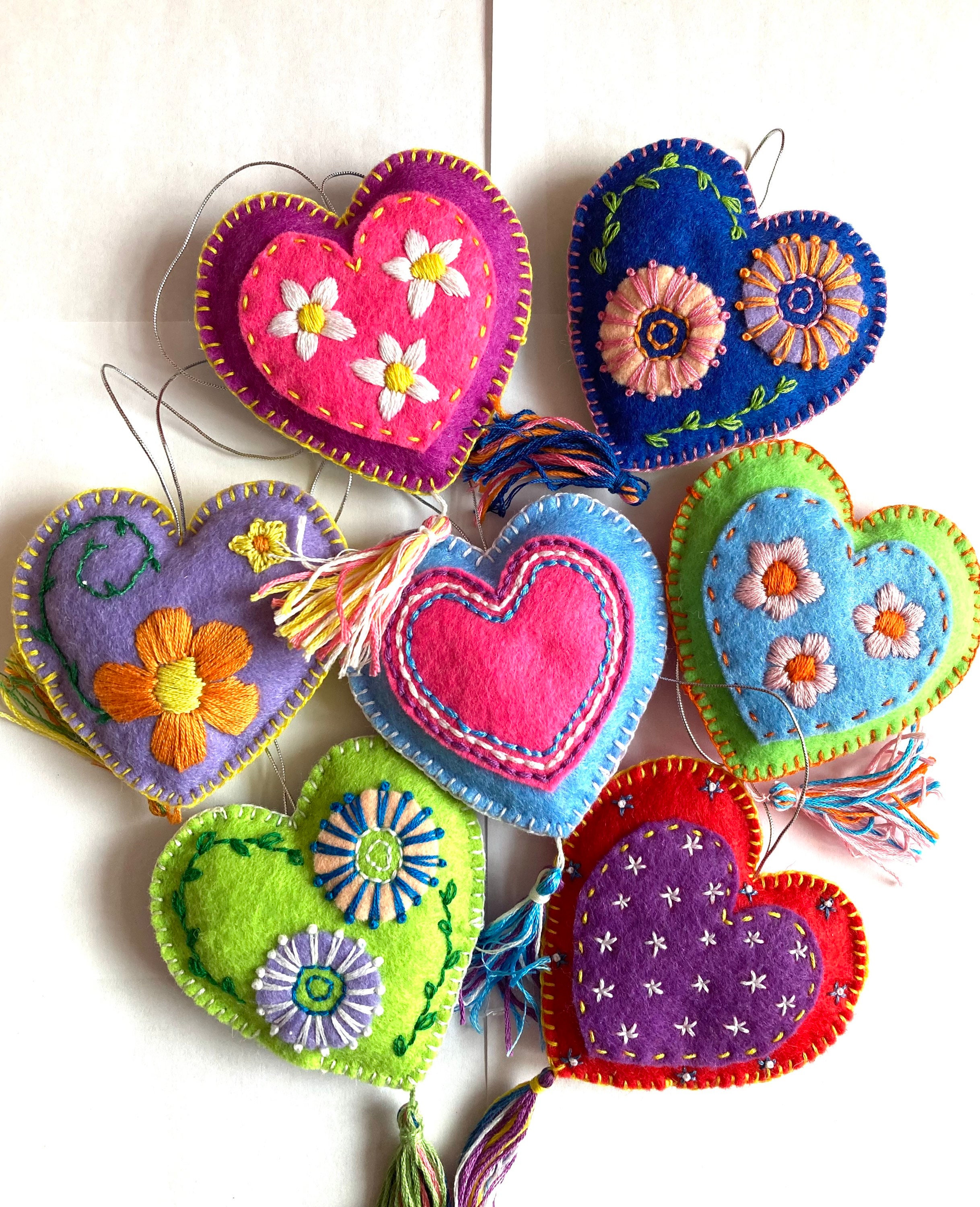 Mexican Felt Heart, Folk Art Appliqués, Decorations for Cinco De Mayo ...