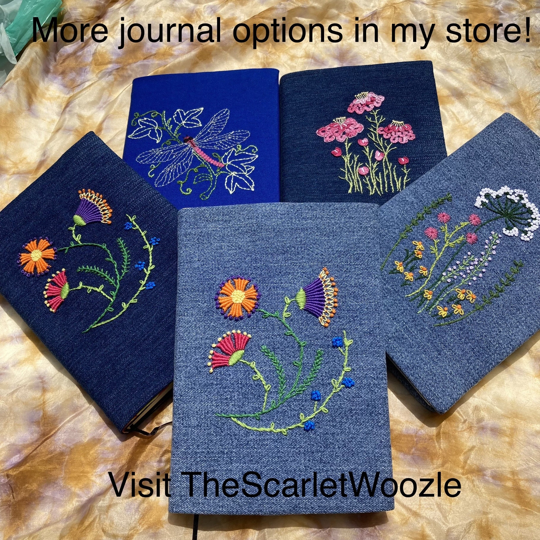 Floral Design, Hand Embroidered Journal, Reusable Cover, A5 Planning ...